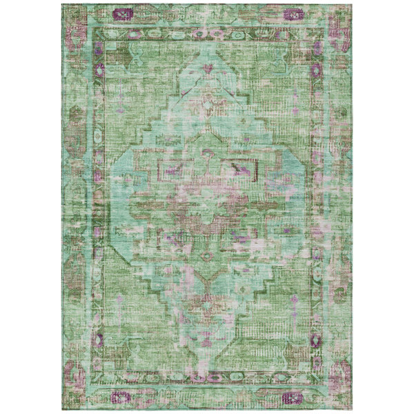 Bungalow Rose Machine Washable Indoor/Outdoor Xhevrie Aloe Rug | Wayfair